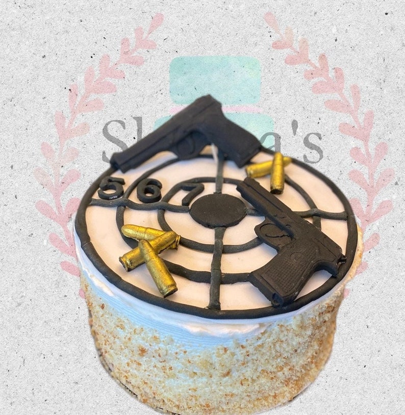 Fondant Cake Topper Target Practice Gun Target Bullets - Etsy
