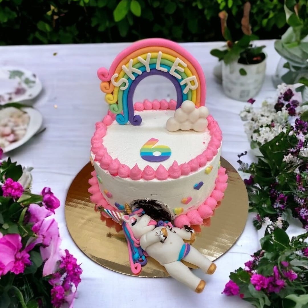 Fondant Funny Cake Eating Unicorn Cake Topper - Etsy