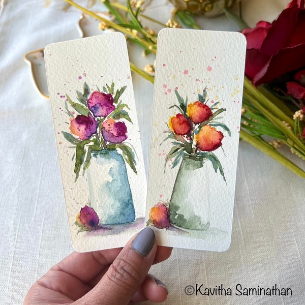 Watercolor Floral Bookmark - Etsy