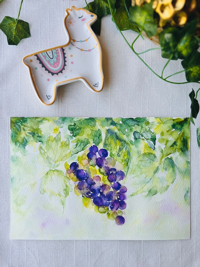 Original Grape Vine Watercolor Painting, Loose Impressionistic Art (6x9 ...