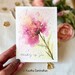 Hand Painted Card, Watercolor Greeting, Original Artwork, Pink Flowers ...