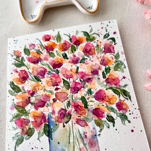 Hand Painted Card, Original Watercolor Painting, Colorfu Watercolor ...
