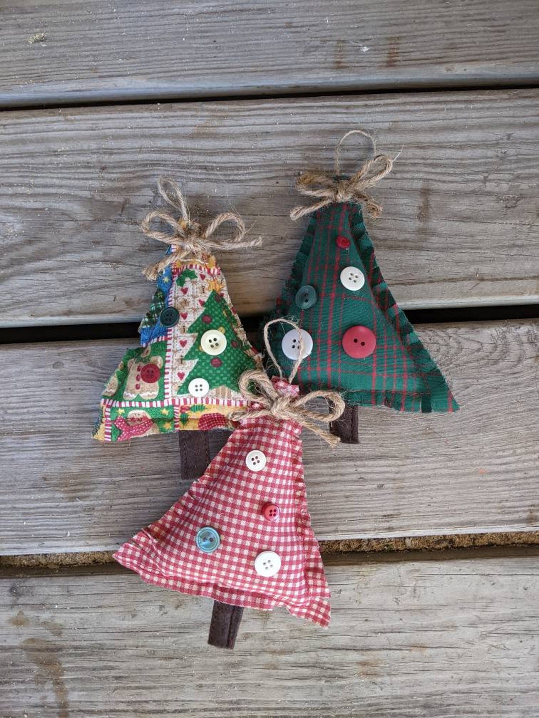 Fabric Christmas Tree Ornaments, Christmas Decor, Christmas Gift Tag ...