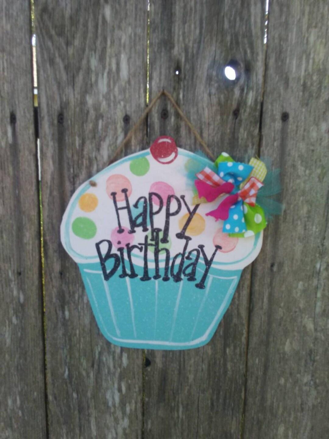 Birthday Cupcake Door Hanger, Birthday Decor, Party Decor, Wood Door ...