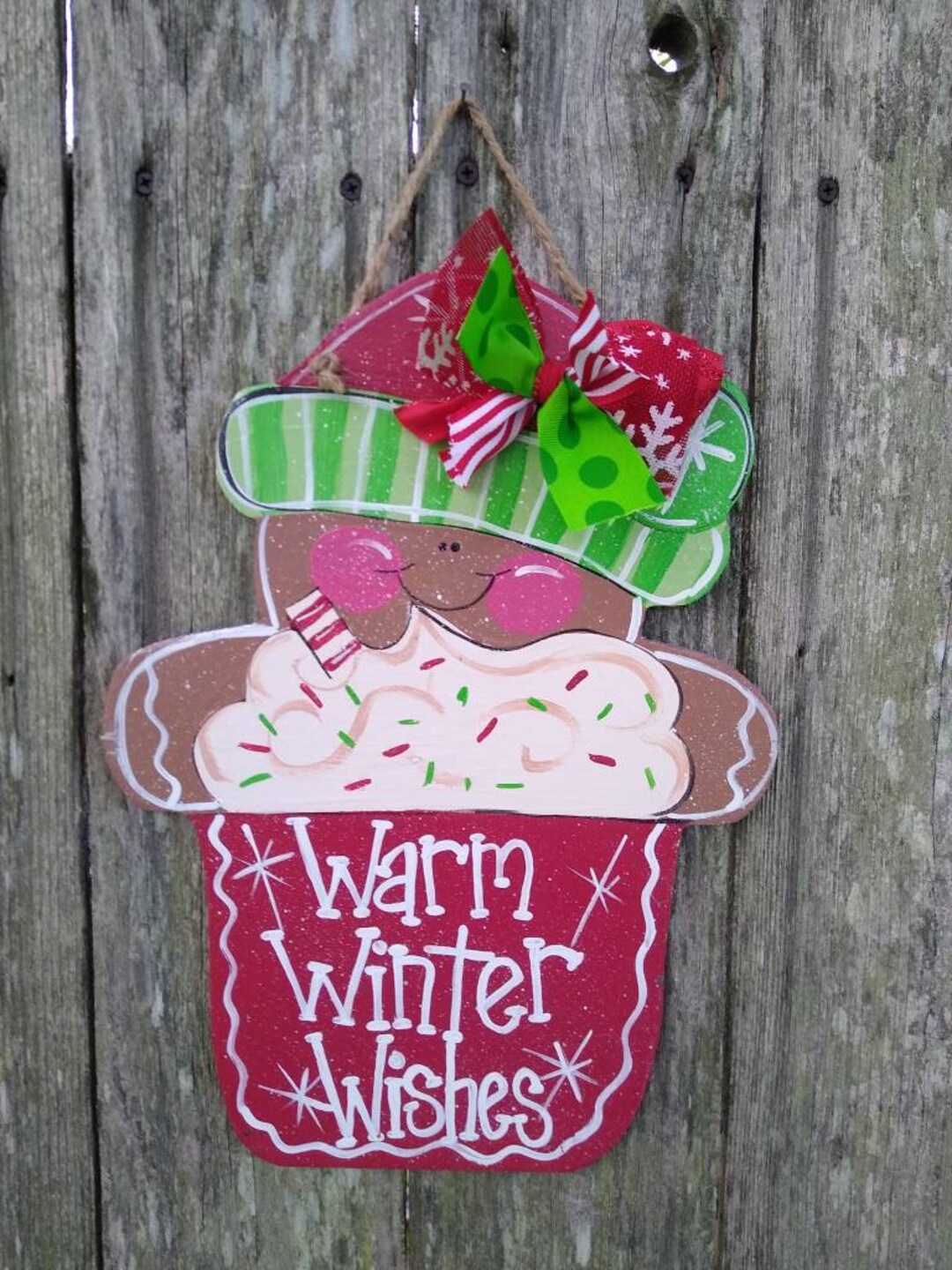 Winter Door Hanger, Christmas Door Hanger, Gingerbread Door Hanger ...