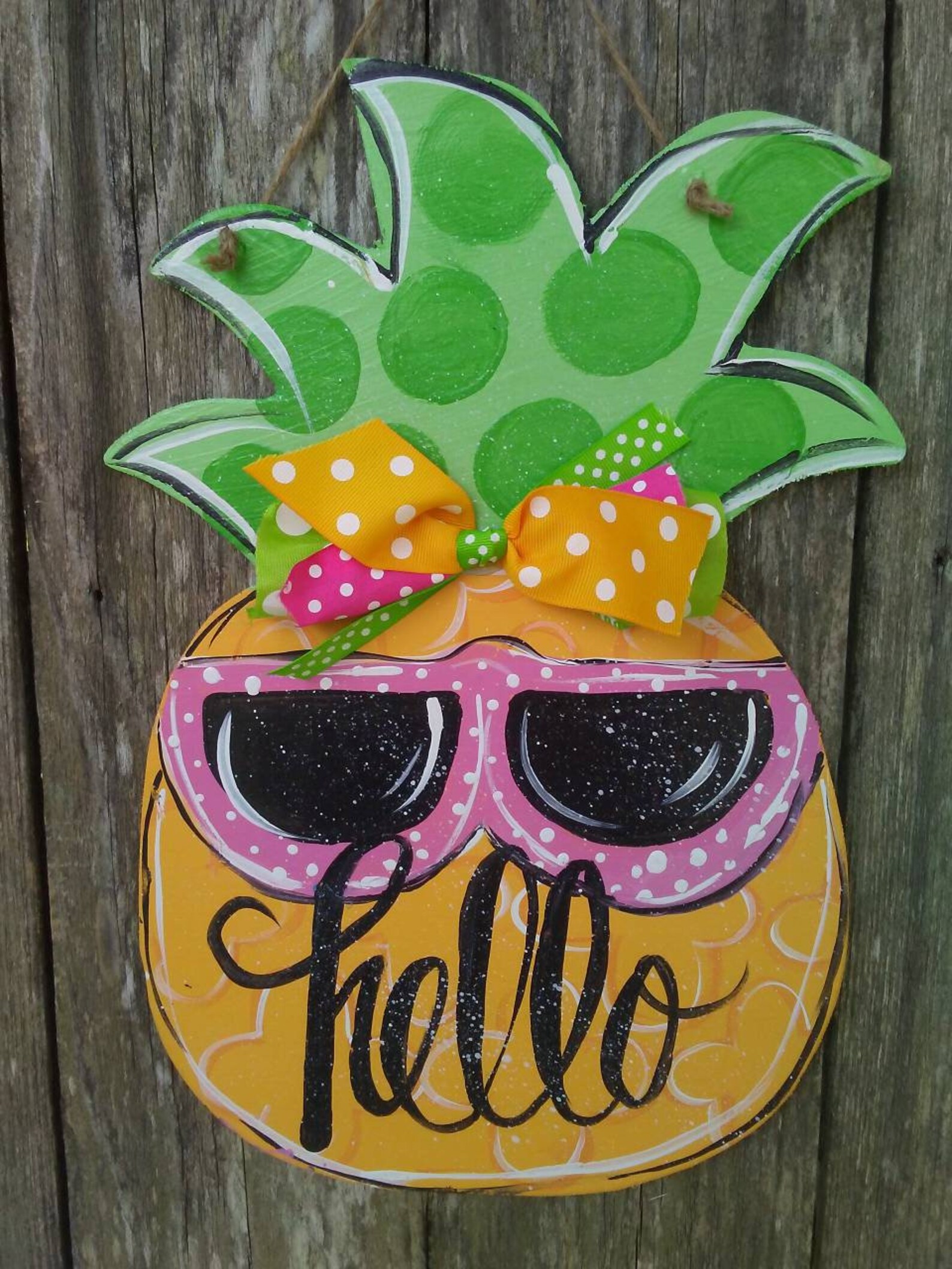 Door Hanger, Summer Door Hanger, Pineapple Door Hanger, Pineapple With ...