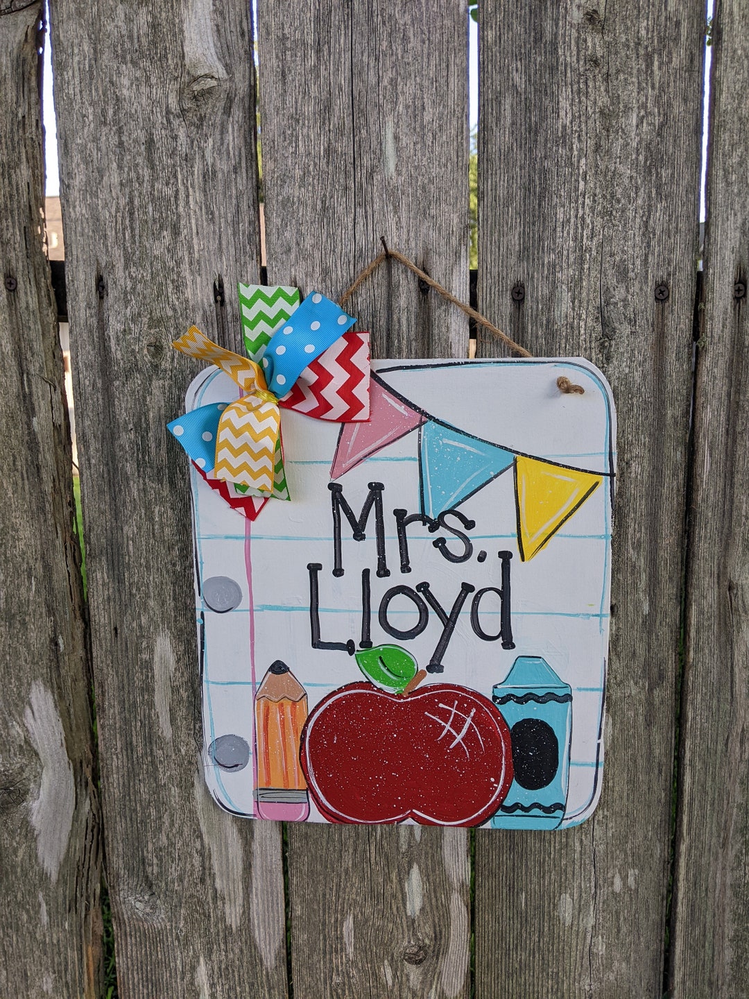 Teacher Door Hanger, Classroom Decor, Notebook Paper Door Hanger ...