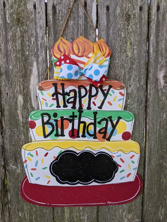 Happy Birthday Door Hanger Birthday Decor Birthday Sign - Etsy