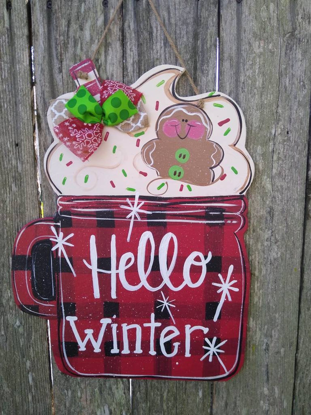 Winter Door Hanger, Winter Decor, Gingerbread Door Hanger, Christmas ...