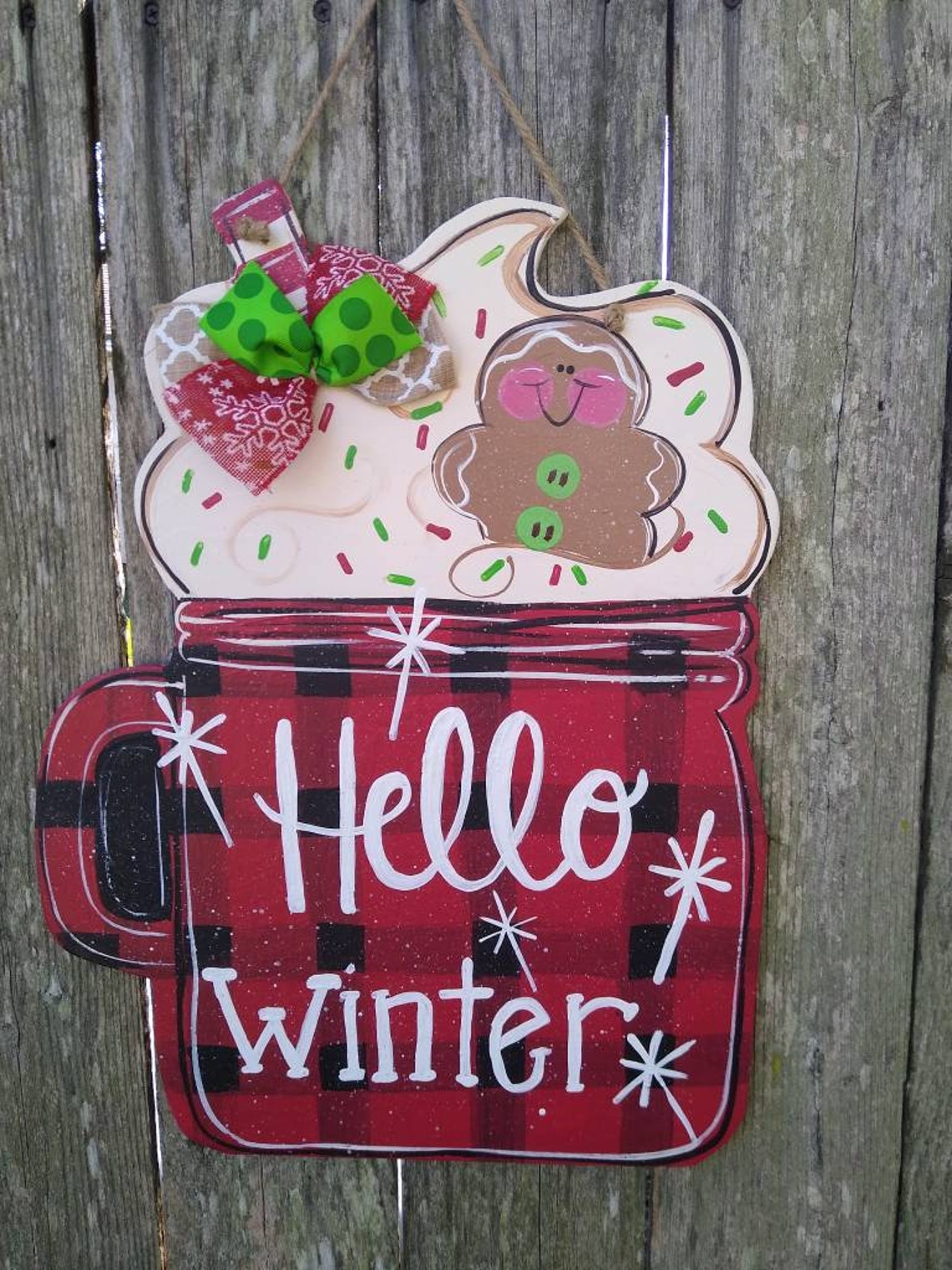 Winter Door Hanger, Winter Decor, Gingerbread Door Hanger, Christmas ...