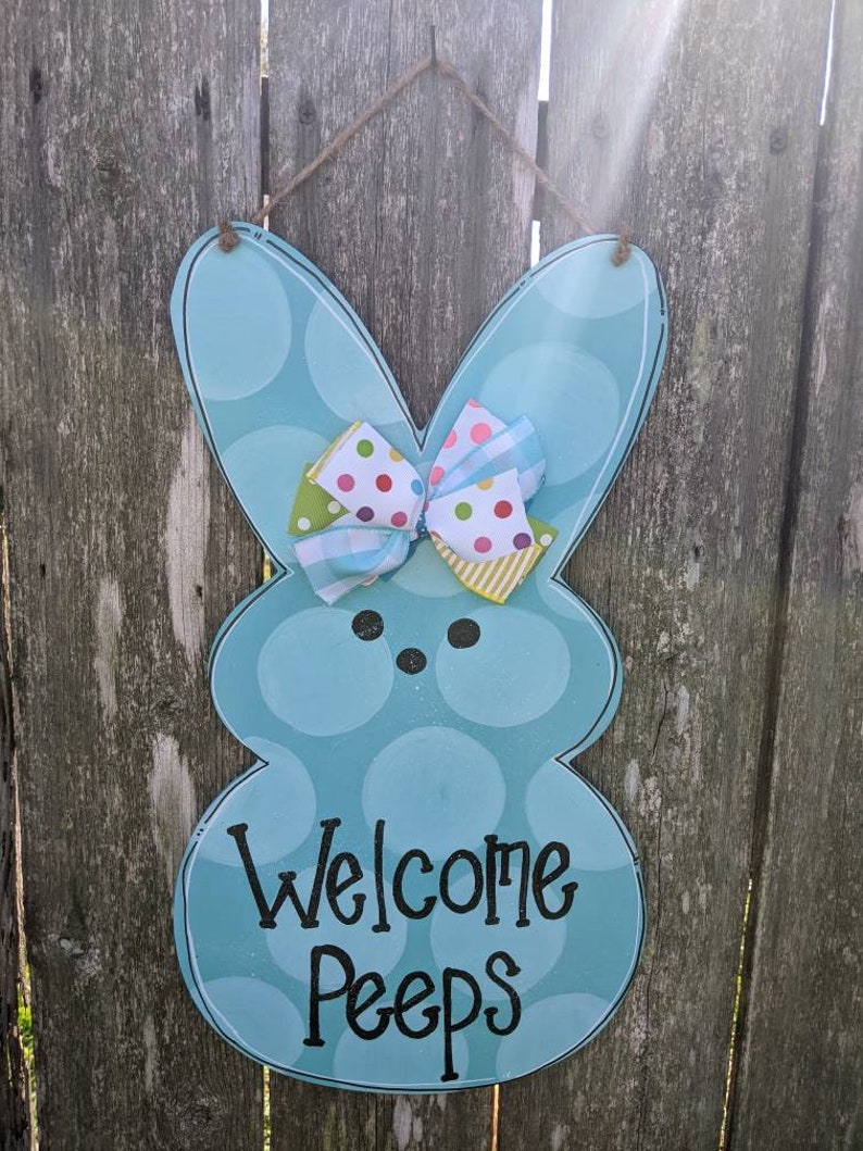 Welcome Peeps Door Hanger Easter Door Hanger Door Hanger | Etsy