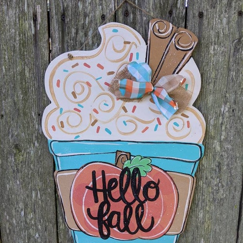 Pumpkin Spice Latte Door Hanger Door Hanger Fall Door Hanger - Etsy