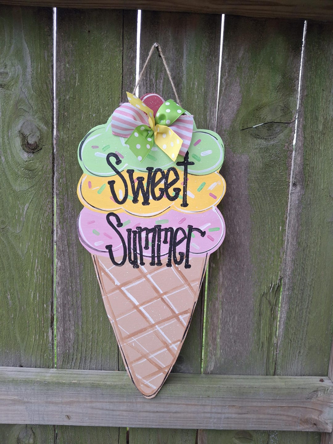 Summer Door Hanger, Ice Cream Door Hanger, Wood Door Hanger, Farmhouse ...