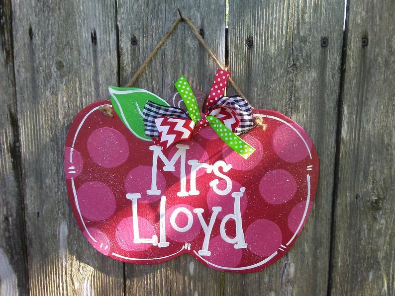 Apple Door Hanger..personalized Door Hanger..teacher Decor..teacher ...