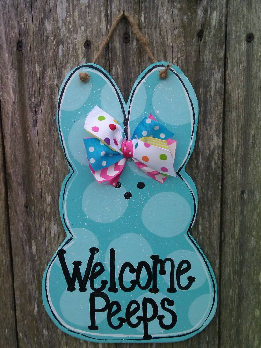Easter Door Hanger , 14.5" Tall Peeps Door Hanger, Bunny Door Hanger ...