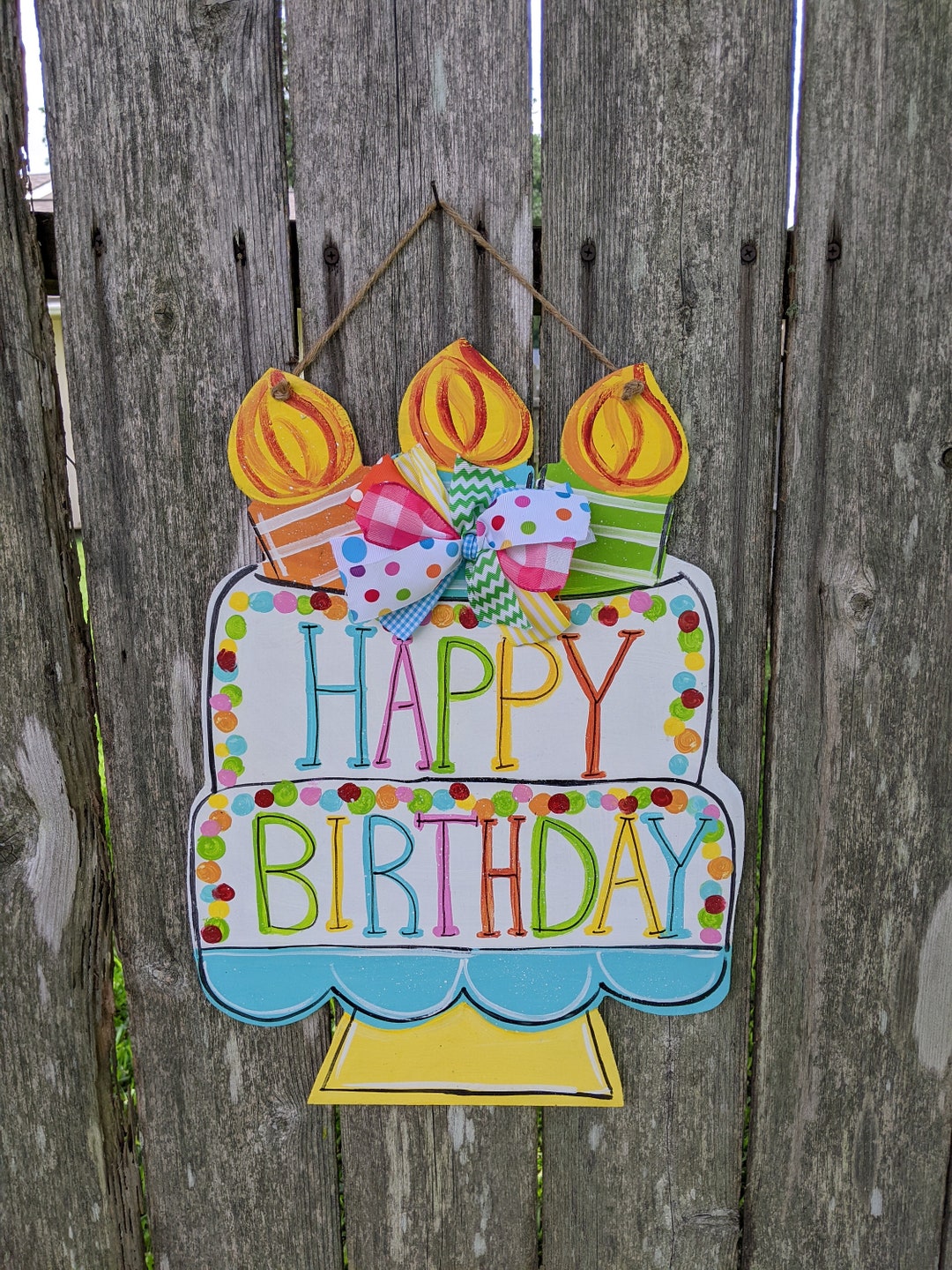 Birthday Cake Door Hanger, Birthday Party Decor, Wood Door Hanger ...