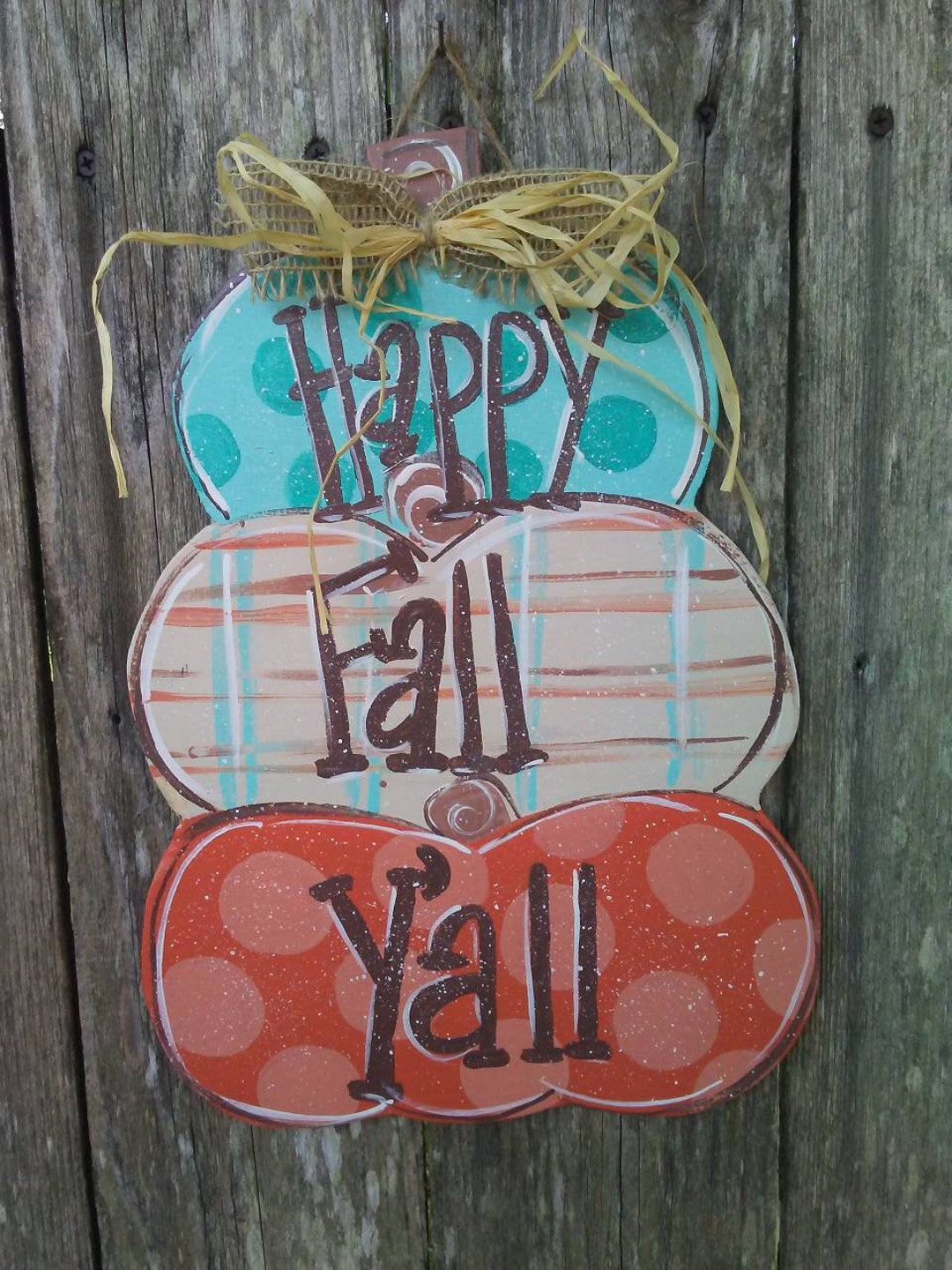 Fall Door Hanger, Wood Door Hanger, Happy Fall Door Hanger, Pumpkin ...