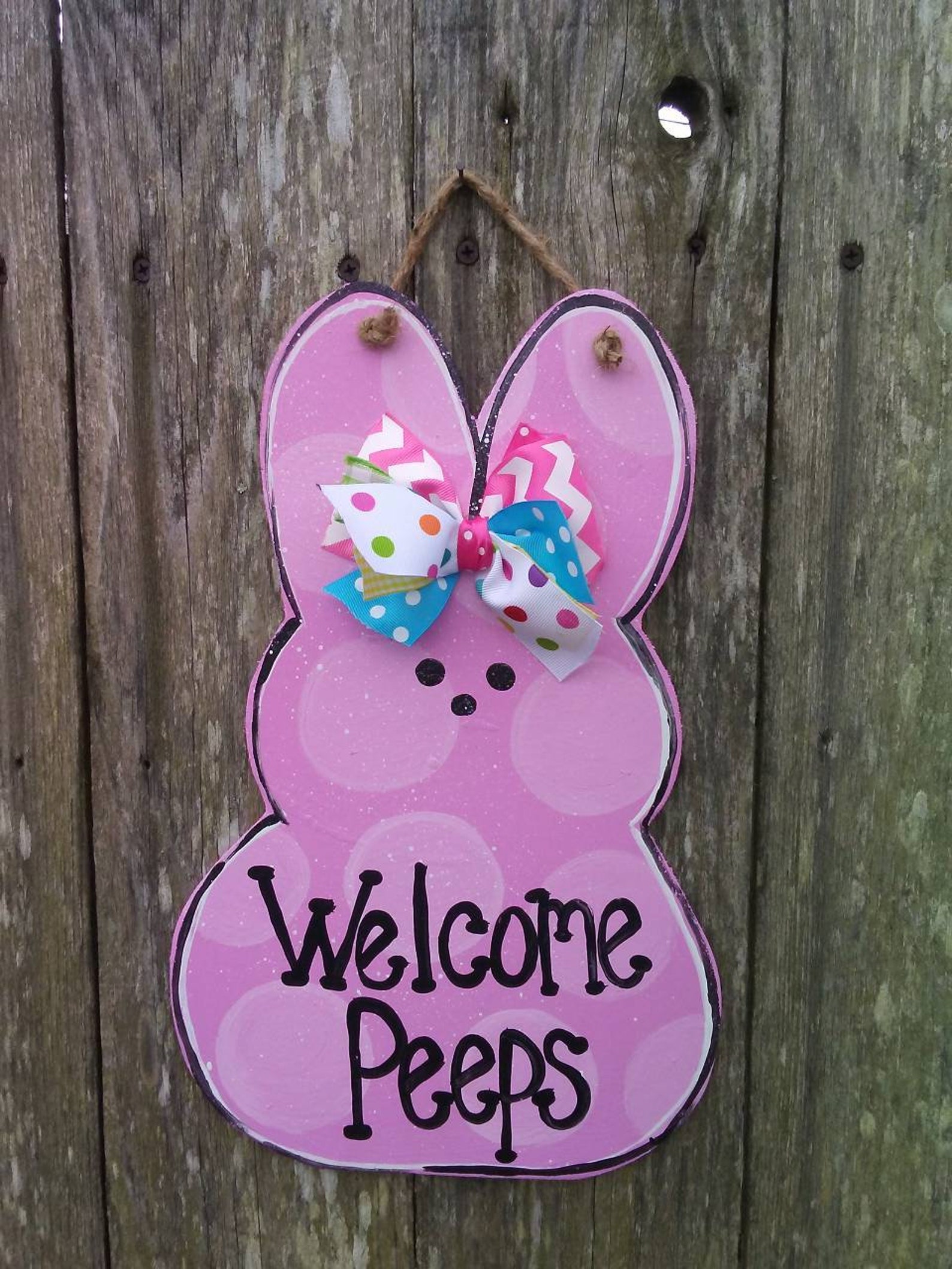 Easter Door Hanger , 14.5" Tall Peeps Door Hanger, Bunny Door Hanger ...