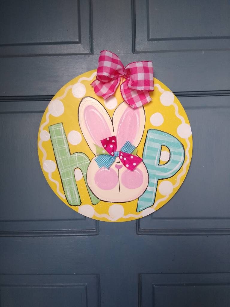 Easter Door Hanger Easter Decor Bunny Door Hanger Wood Door - Etsy
