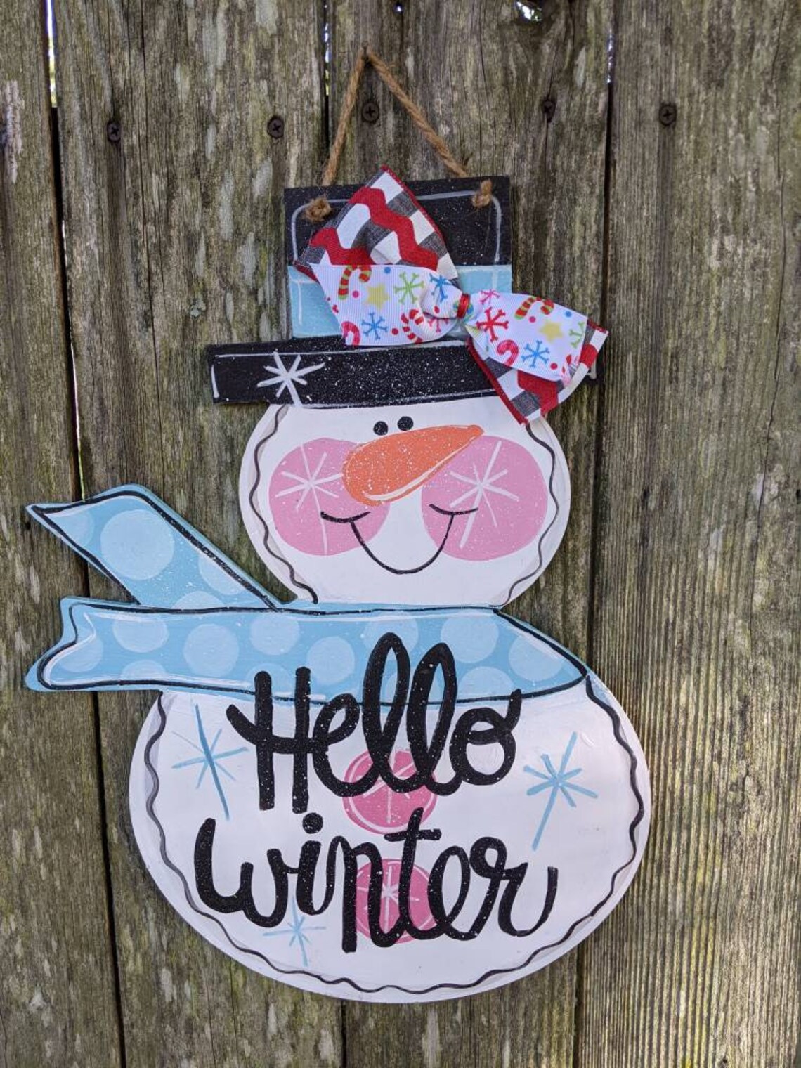 Snowman Door Hanger, Winter Door Hanger, Winter Decor, Hello Winter ...