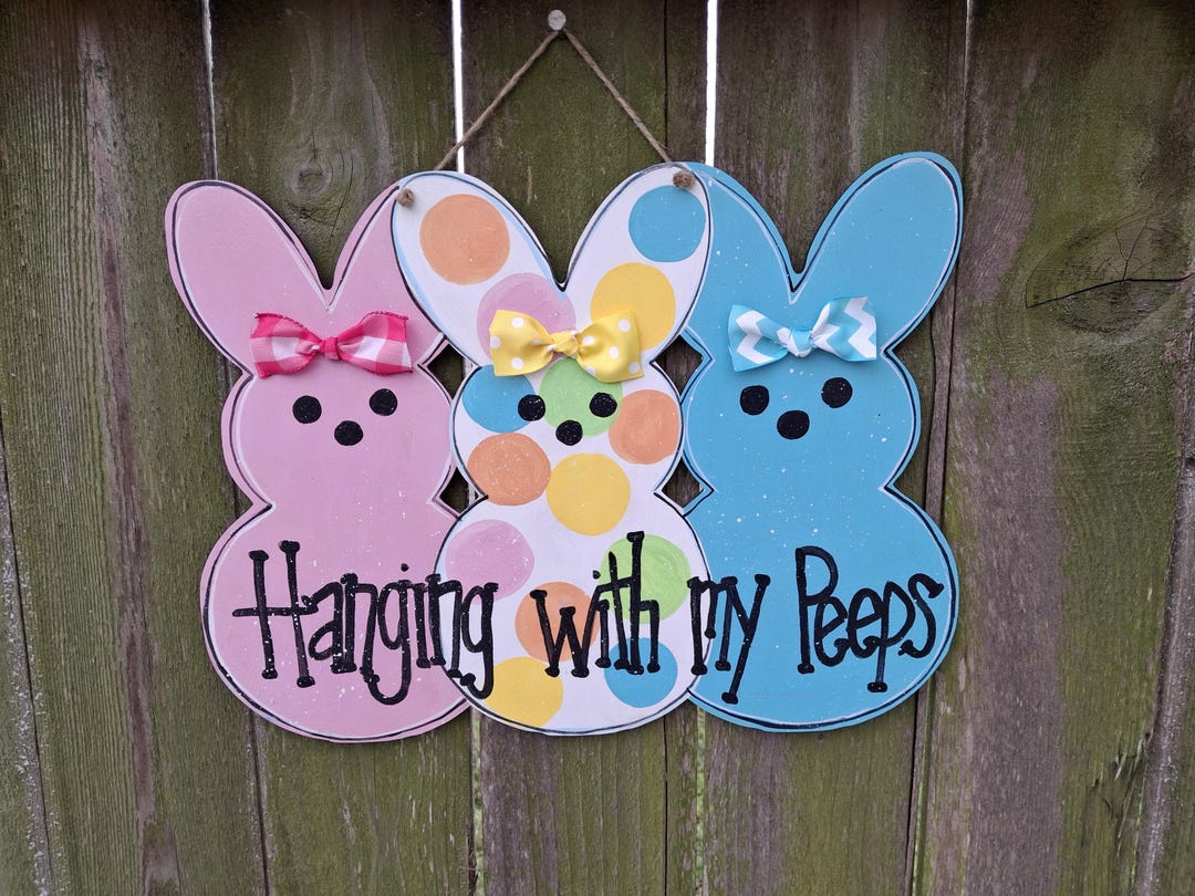 Easter Door Hanger, Peep Door Sign, Easter Decor, Spring Door Hanger ...