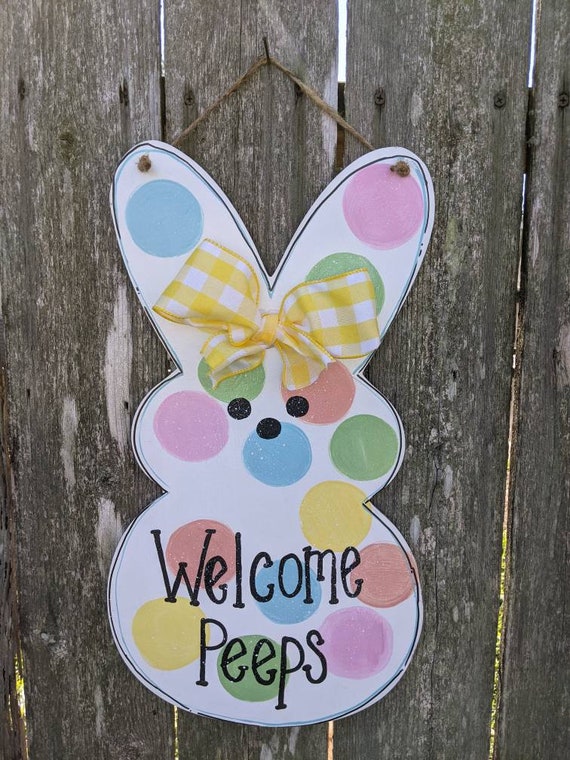 Easter Door Hanger Easter Peep Door Hanger Wood Door Hanger - Etsy