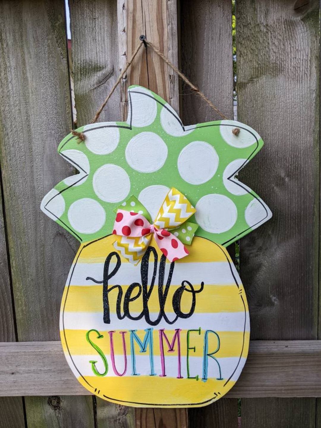 Summer Door Hanger, Summer Decor, Pineapple Door Hanger, Wood Door ...