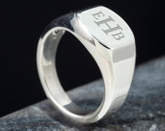 Sterling Monogram Ring - Etsy