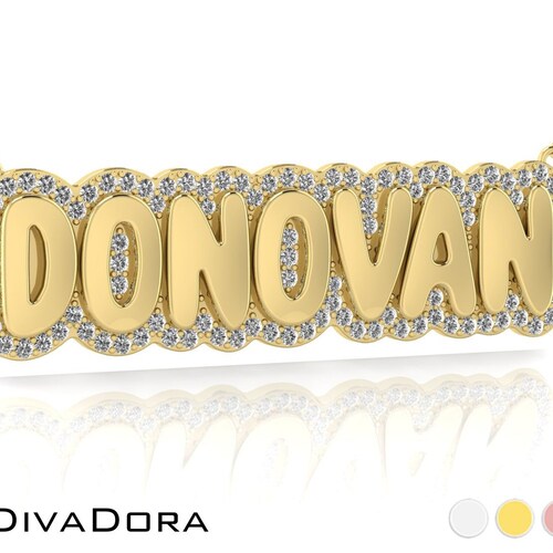 14k Solid Gold Name Necklace Diamond Name Necklace - Etsy