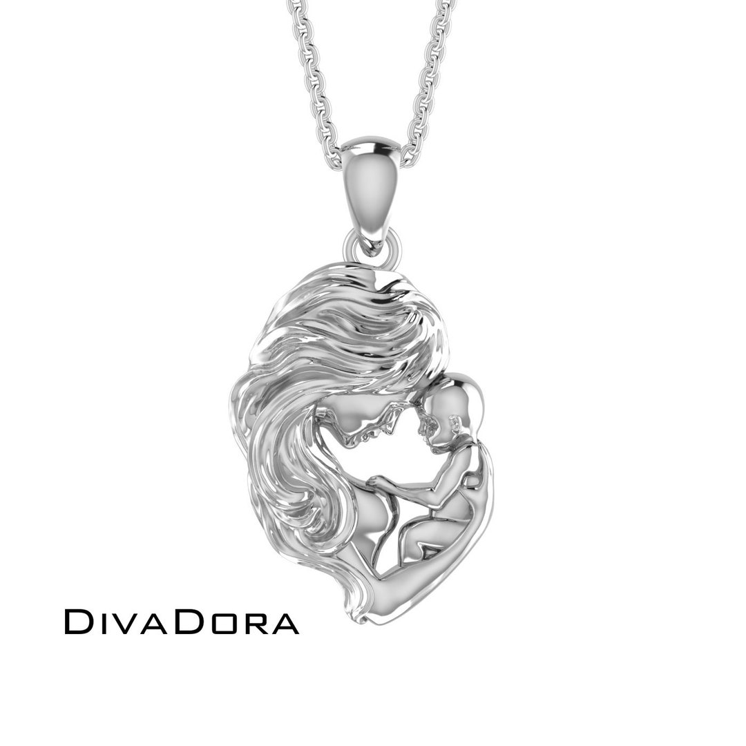 Silver Mom and Child Pendant, Multiple Sizes, Postpartum Gift, Ddmn101s ...