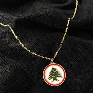 14K Solid Gold Lebanese Flag Necklace, Enamel Lebanon Flag, Patriotic ...