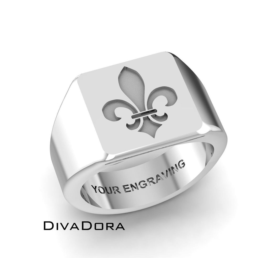 Silver Square Signet Ring, Personalized, Monogram, Initial, Free ...