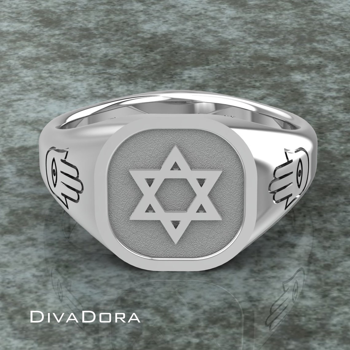 Silver Hebrew Rounded Signet Ring, Personalized, Free Custom Engraving ...