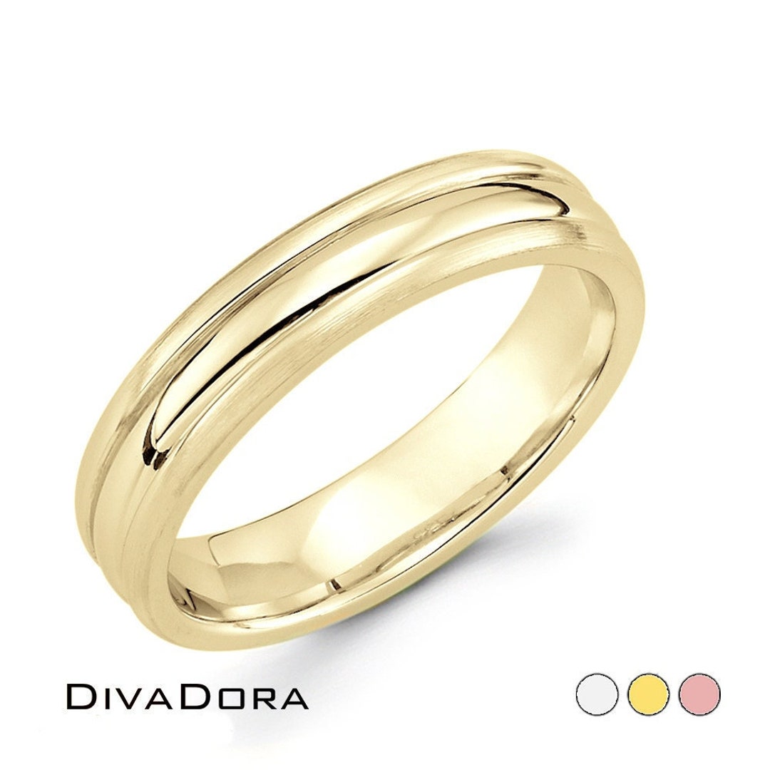 14K Solid Gold Wedding Band, Free Laser Engraving, Comfort Fit ...
