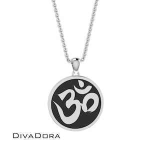 14K Solid Gold Hindu Om Pendant, Custom Enamel, Chakra, Spirituality ...