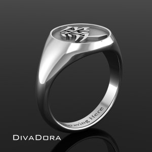 Chinese Symbol Silver Signet Ring, Multiple Symbols Available, Free ...