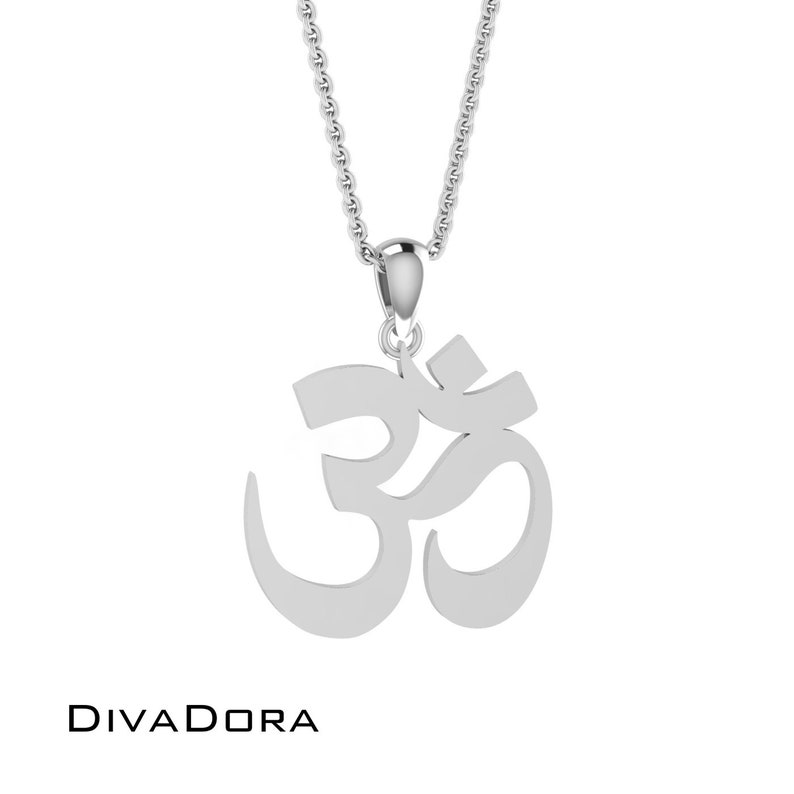 14K Solid Gold Hindu Om Pendant, Chakra, Spirituality, Silver or Gold ...
