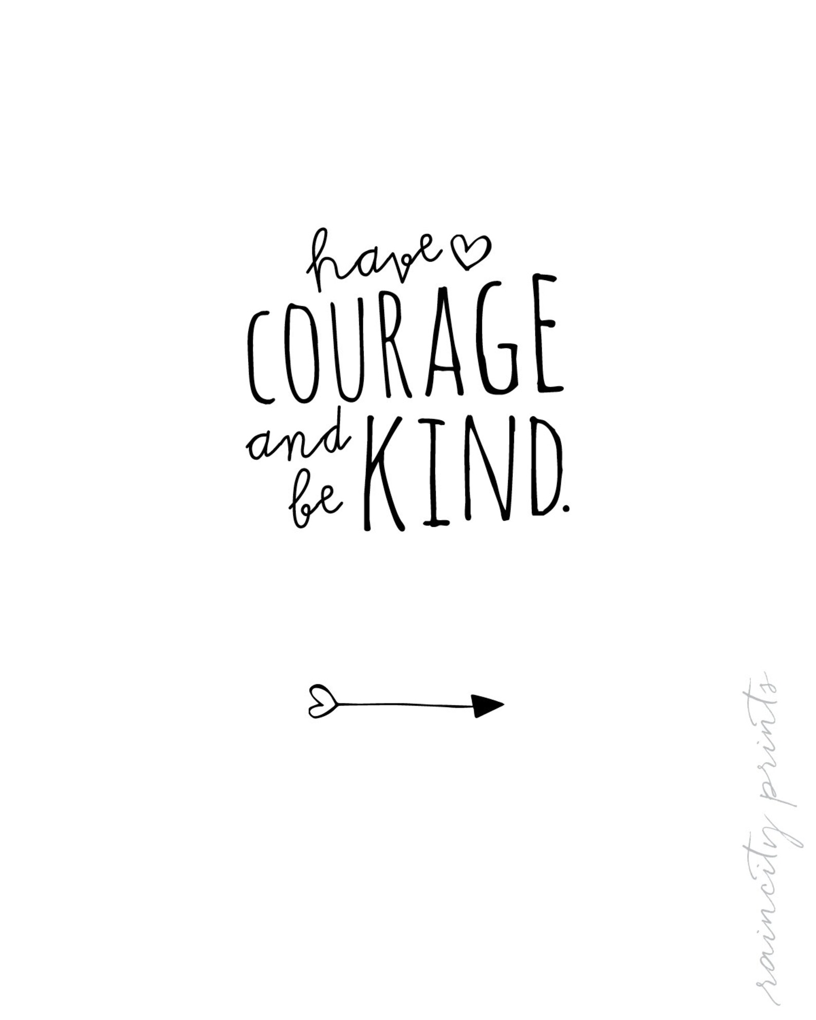 Have Courage and Be Kind Art Print. Inspirational Art. Wall | Etsy