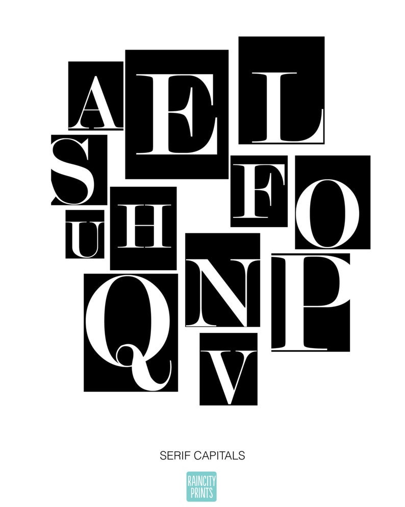 Modern Alphabet Art Print. Typographic Art. Mid Century Modern | Etsy