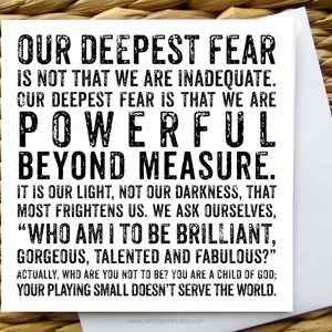 Marianne Williamson Quote Card. Inspirational Card. Powerful Beyond ...