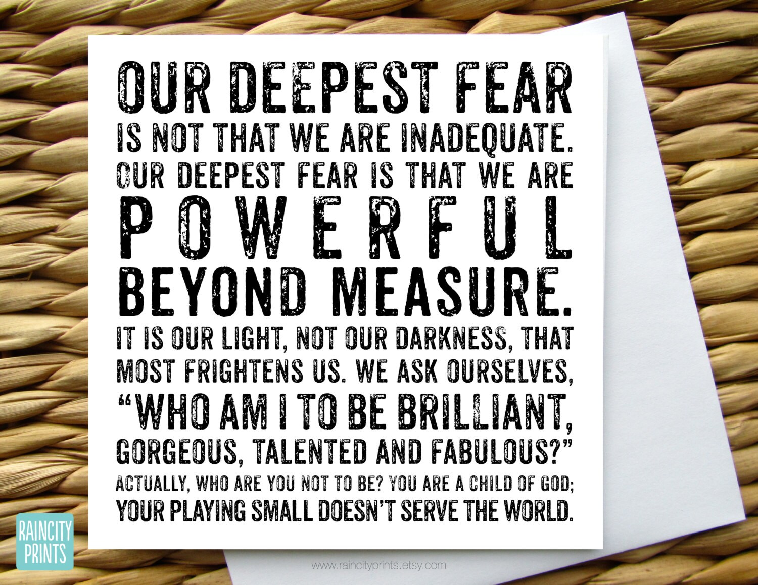 Marianne Williamson Quote Card. Inspirational Card. Powerful Beyond ...