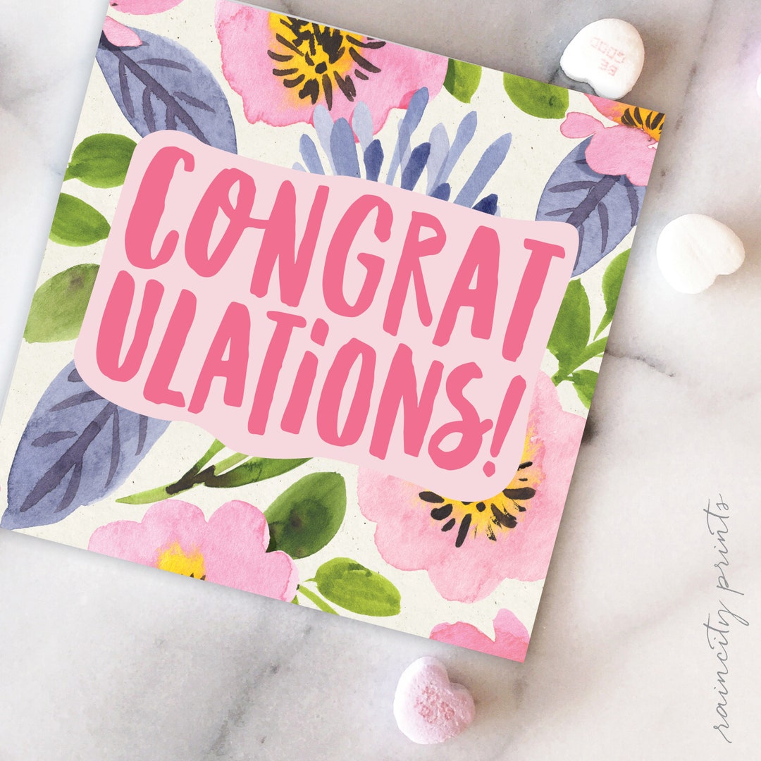 Congratulations Card. Wedding Congratulations Card. Graduation Card ...