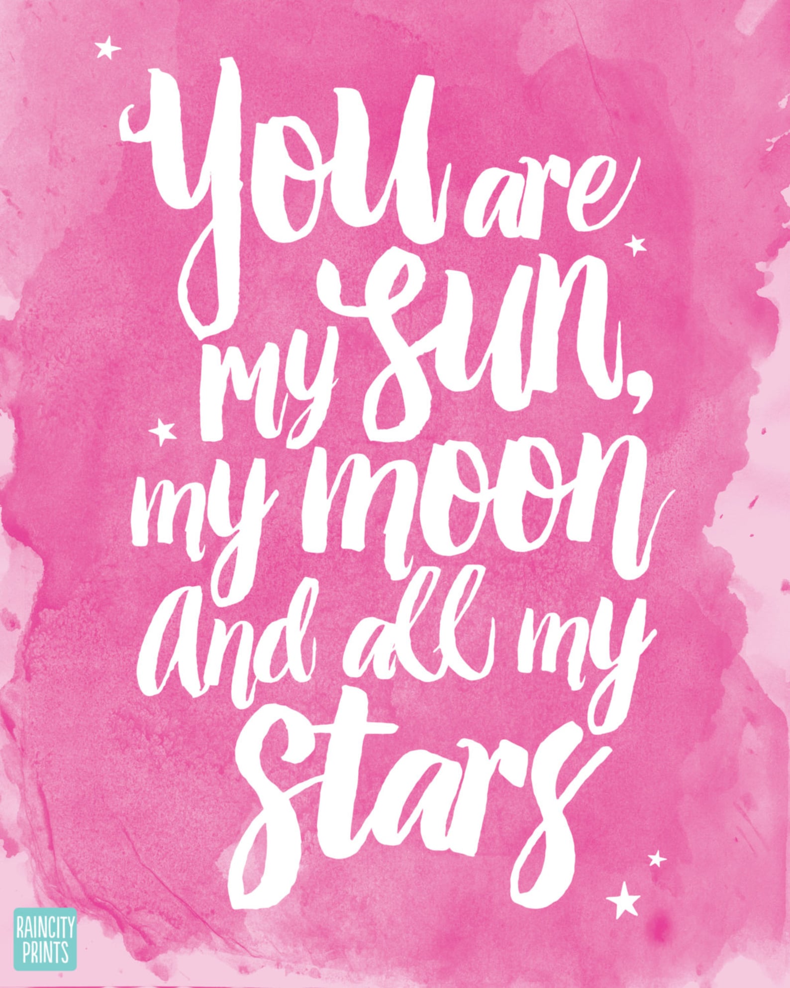 You Are My Sun My Moon and All My Stars E.E. Cummings Quote. | Etsy