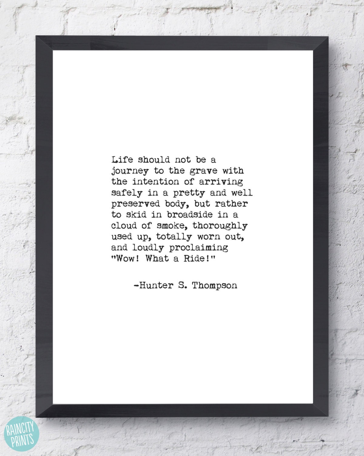 Hunter S Thompson Quote. Inspirational Art Print. Typographic | Etsy