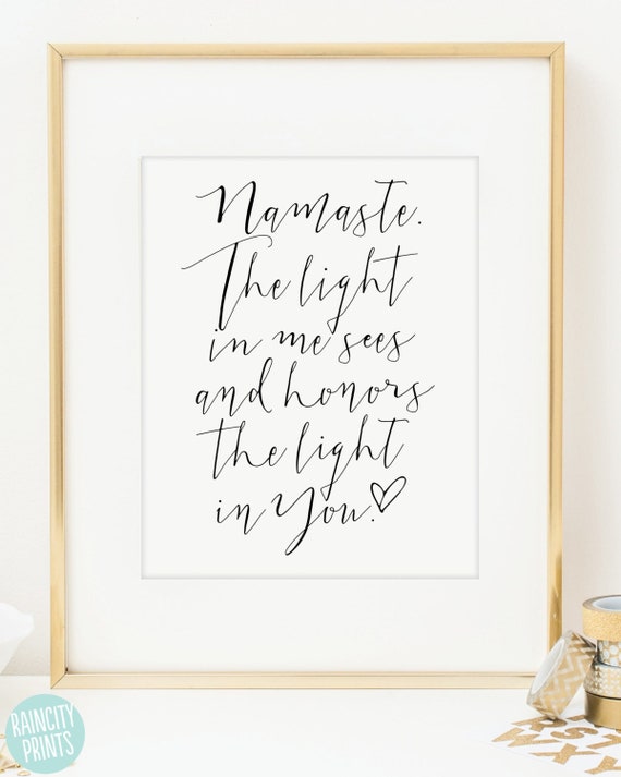 Namaste Art Print. the Light in Me Sees and Honors the Light - Etsy