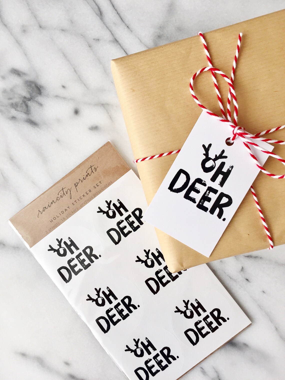 Oh Deer Christmas Card. Funny Holiday Card. Oh Deer Button. Seasonal ...