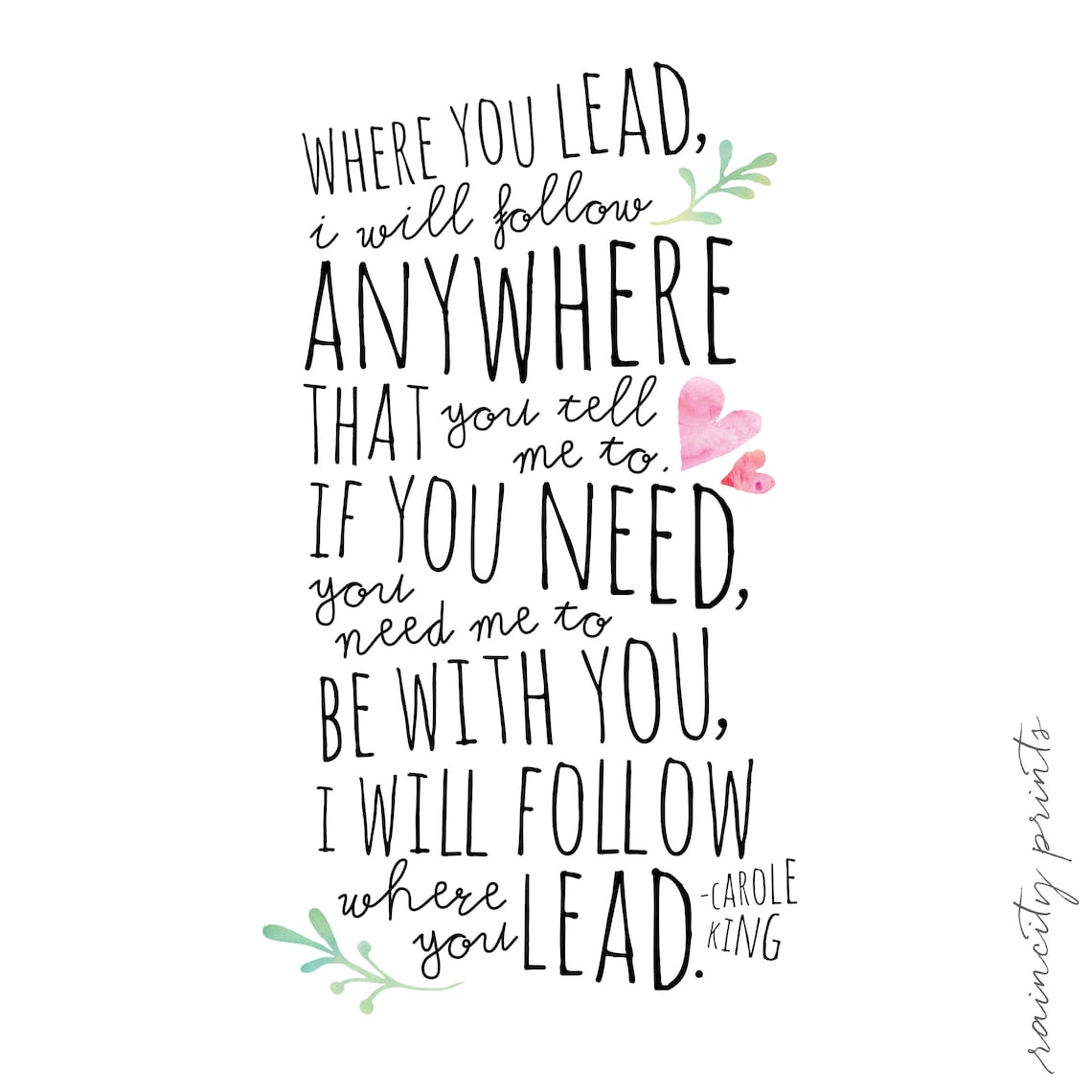 Gilmore Girls Where You Lead Theme Song Art Print. Carole King - Etsy