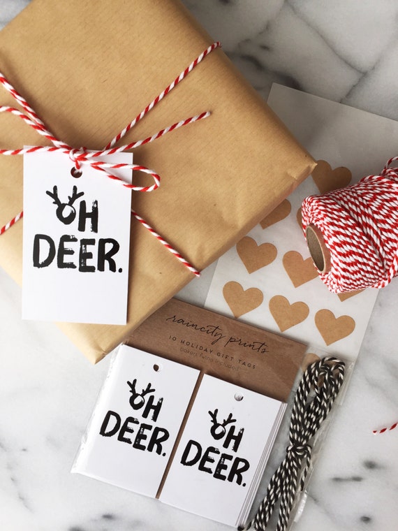 Oh Deer Holiday Gift Tags. Set of 10 tags. Candy Cane Kisses | Etsy