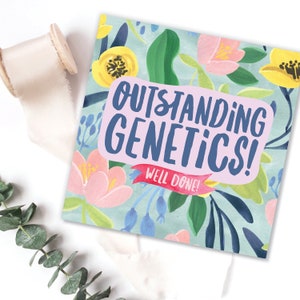 New Baby Congratulations Card. Outstanding Genetics New Baby Card ...