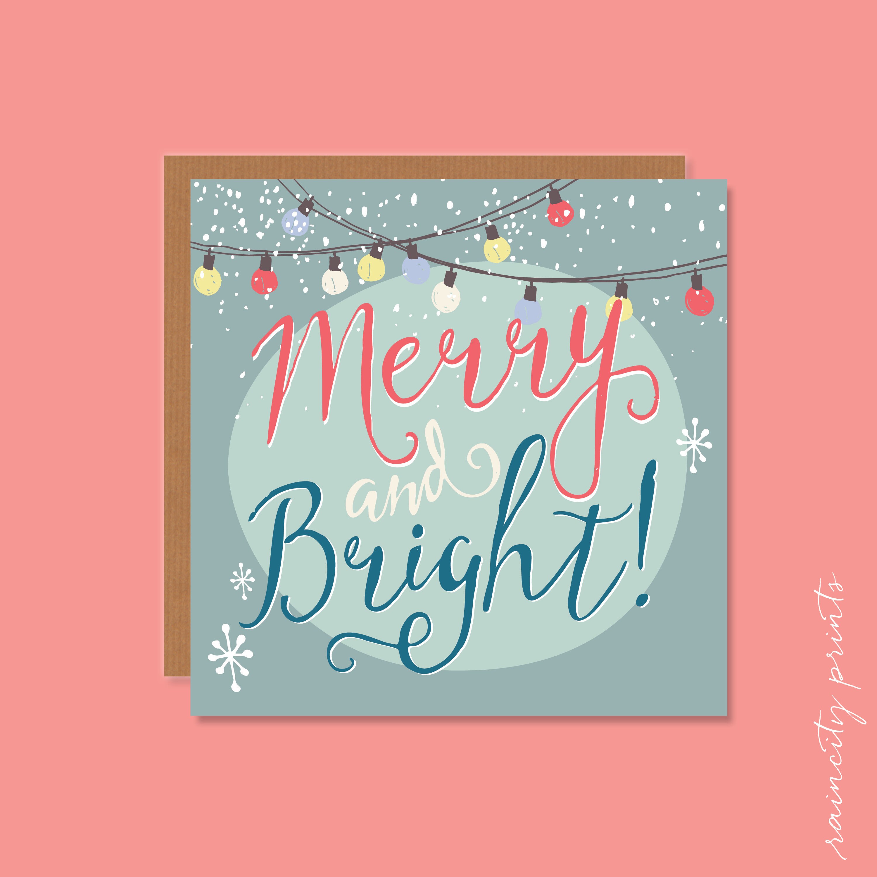 Paper & Party Supplies Merry and Bright Christmas Holiday Card etna.com.pe